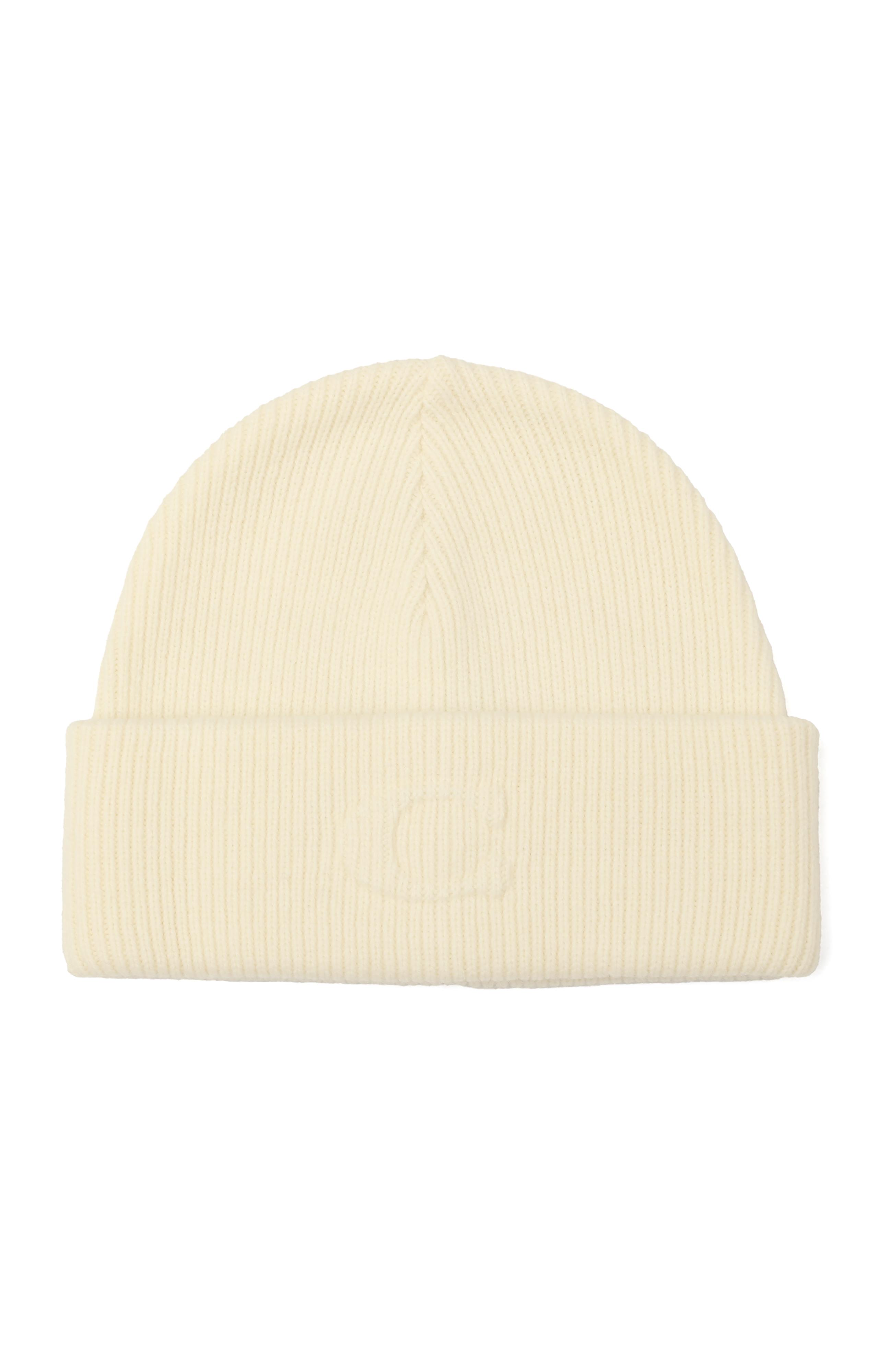 Embossed C Knit Beanie Chalk