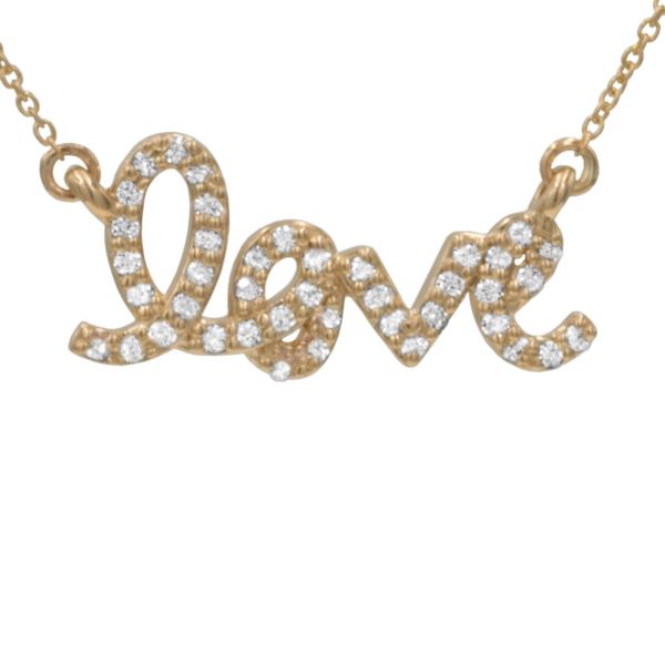 Diamond Cursive Love Necklace 14K Yg, .20 Ctw
