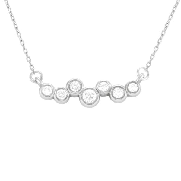 Bezel Bar Abstraction Necklace in 14k white gold with 7 Round Brilliant ...