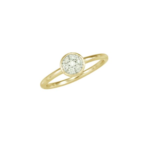Pave Diamond Disc Ring in 14kt, Yellow Gold - Size 9