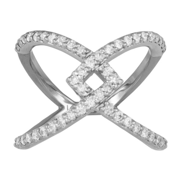 Double Diamond Designer Fashion Ring with 50 prong set Round Br ...